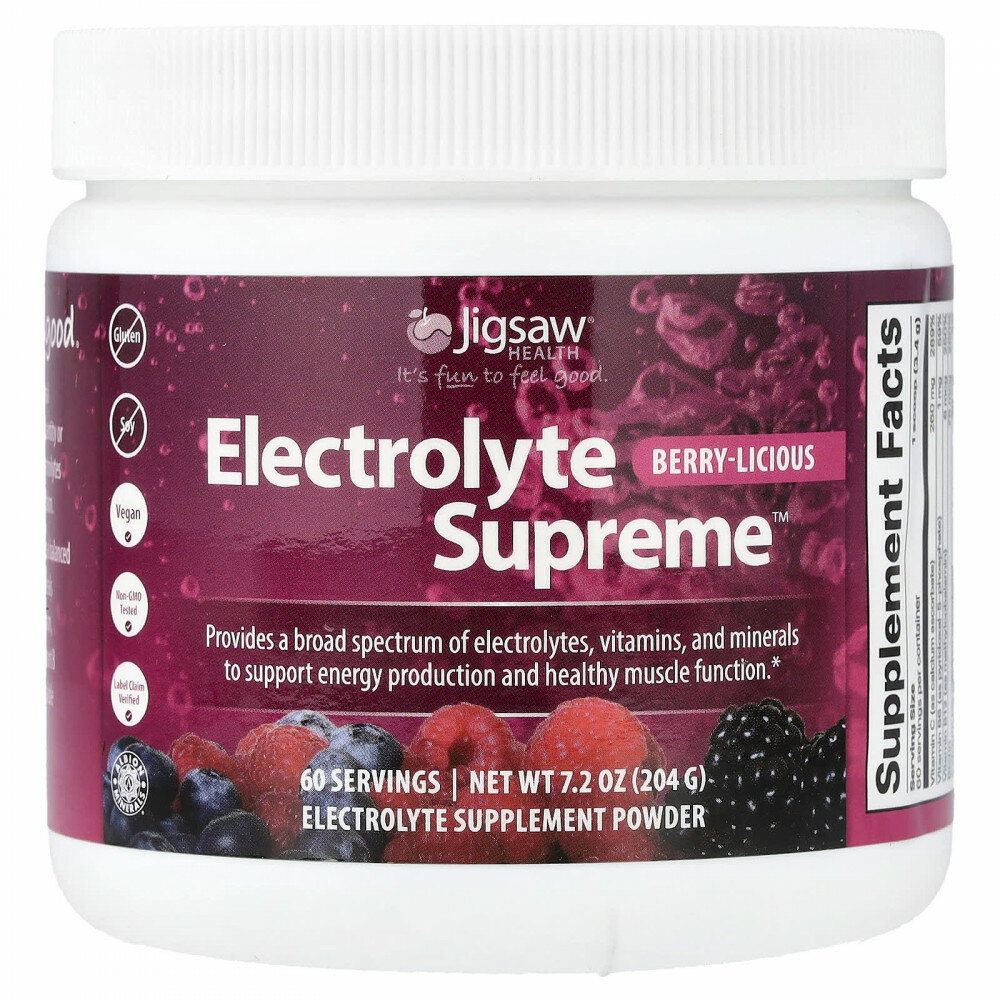 Jigsaw Health, Electrolyte Supreme™, ягодный вкус, 204 г (7,2 унции)