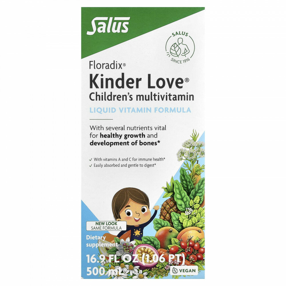 Floradix, Kinder Love®, мультивитамины для детей, 500 мл (16,9 жидк. Унции)