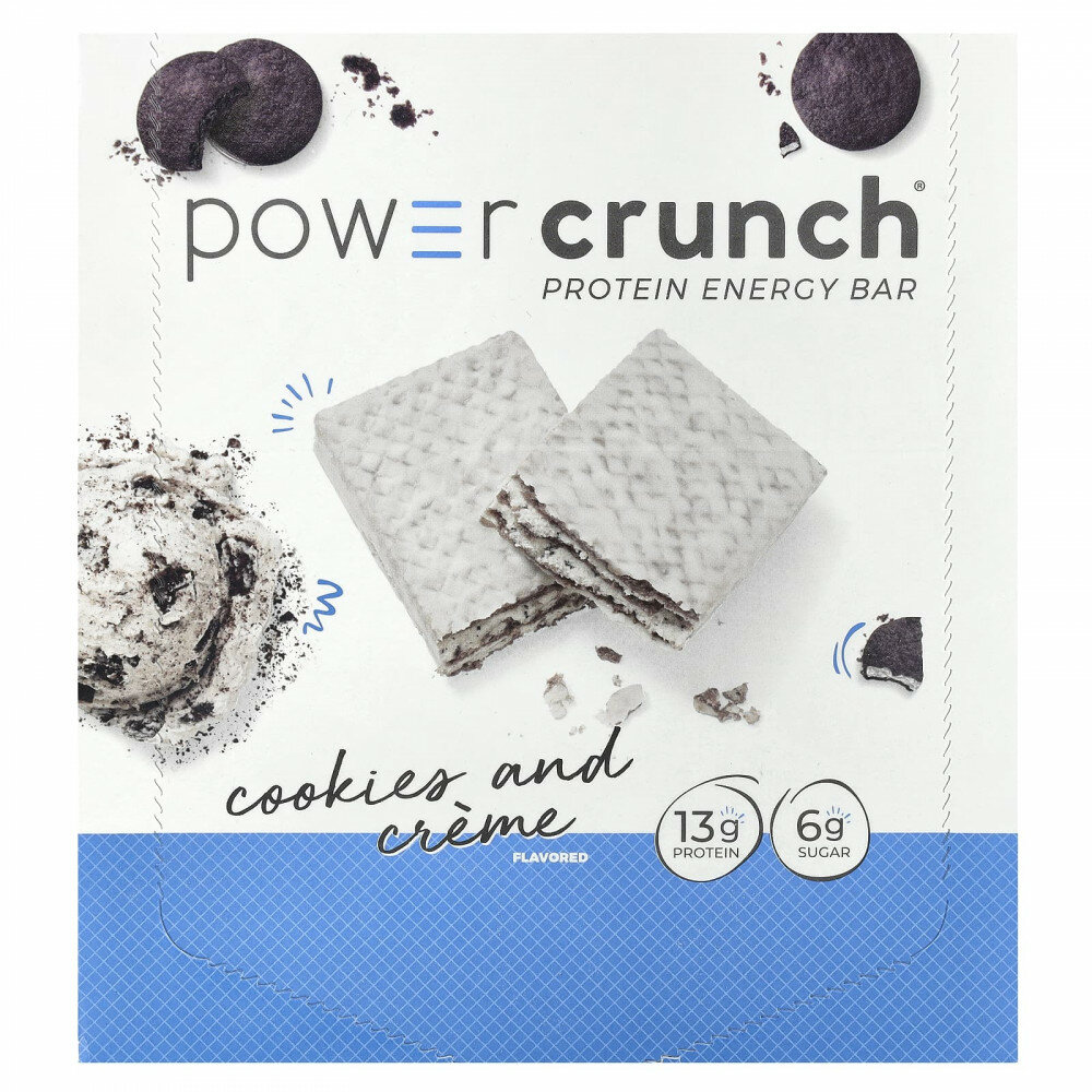 BNRG, Энергетический белковый батончик Power Crunch Original, печенье с кремом, 12 батончиков, вес каждого 40 г (1,4 унции)