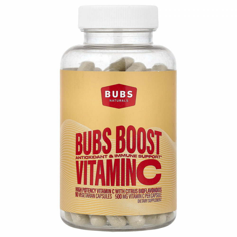 BUBS Naturals, Bubs Boost, витамин C, 90 вегетарианских капсул