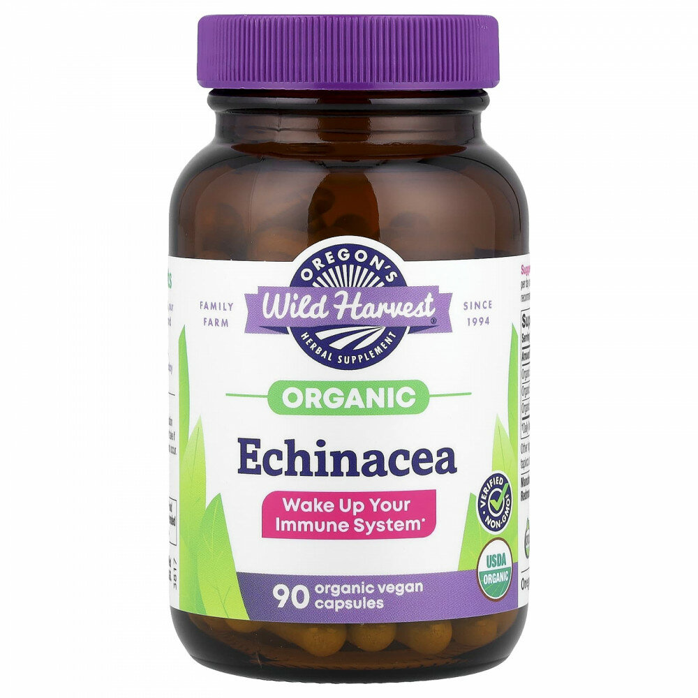 Oregon's Wild Harvest, органическая эхинацея, 90 органических веганских капсул