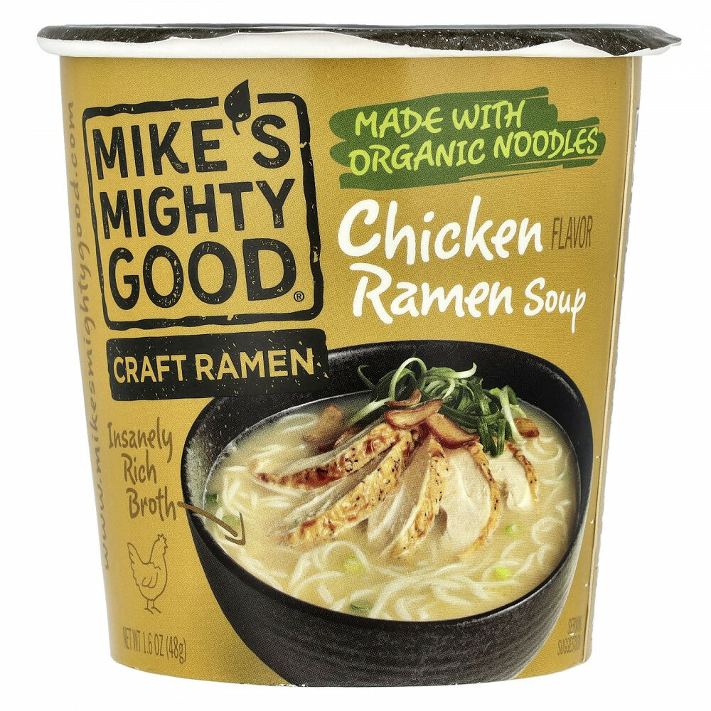 Mike's Mighty Good, Craft Ramen Cup, куриный суп рамен, 48 г (1,6 унции)