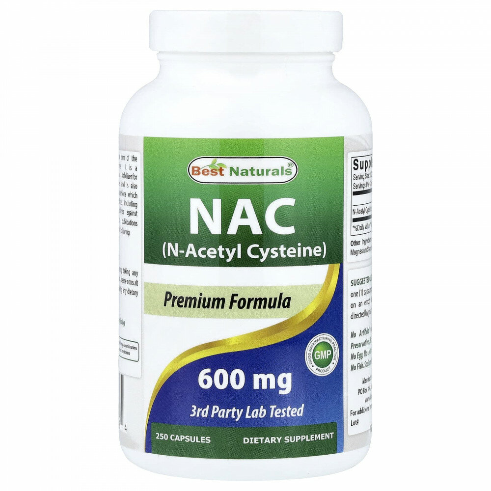 Best Naturals, NAC, 600 мг, 250 капсул