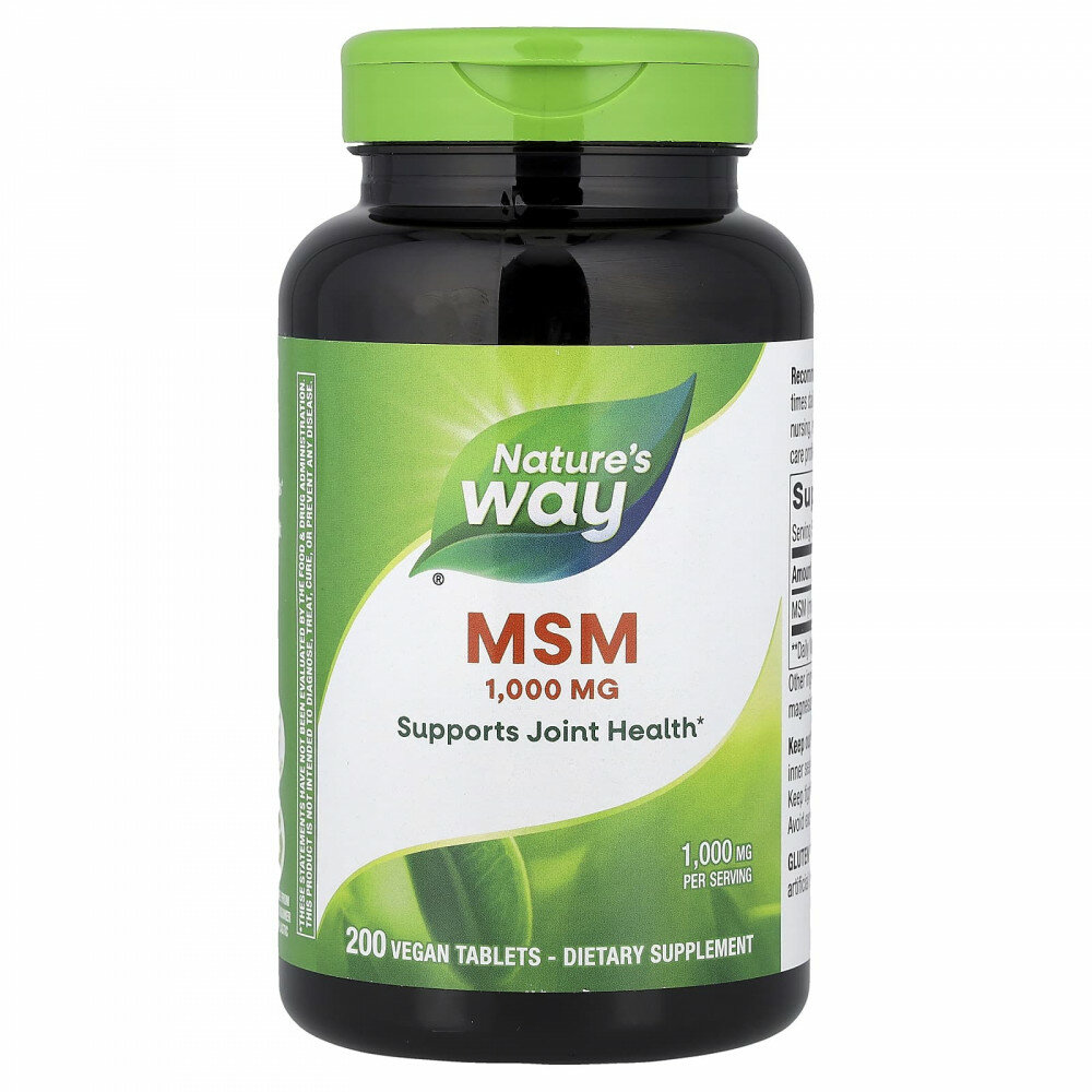 Nature's Way, МСМ, Pure OptiMSM, 1000 мг, 200 таблеток