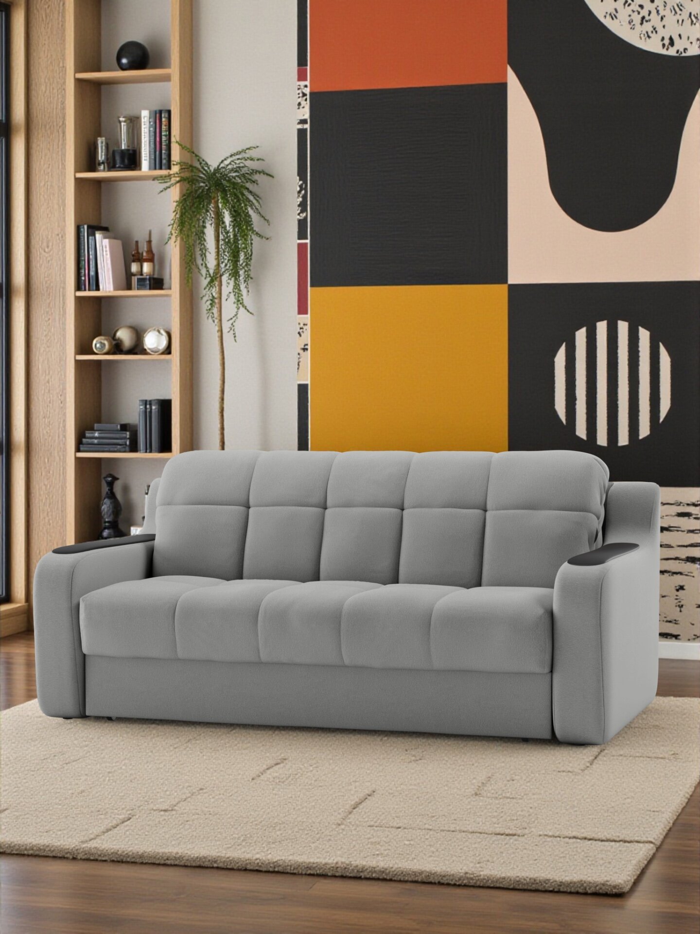 Диван Тифани Velutto 52 FM 176x115x95 см, серый Велютто, аккордеон Фиеста