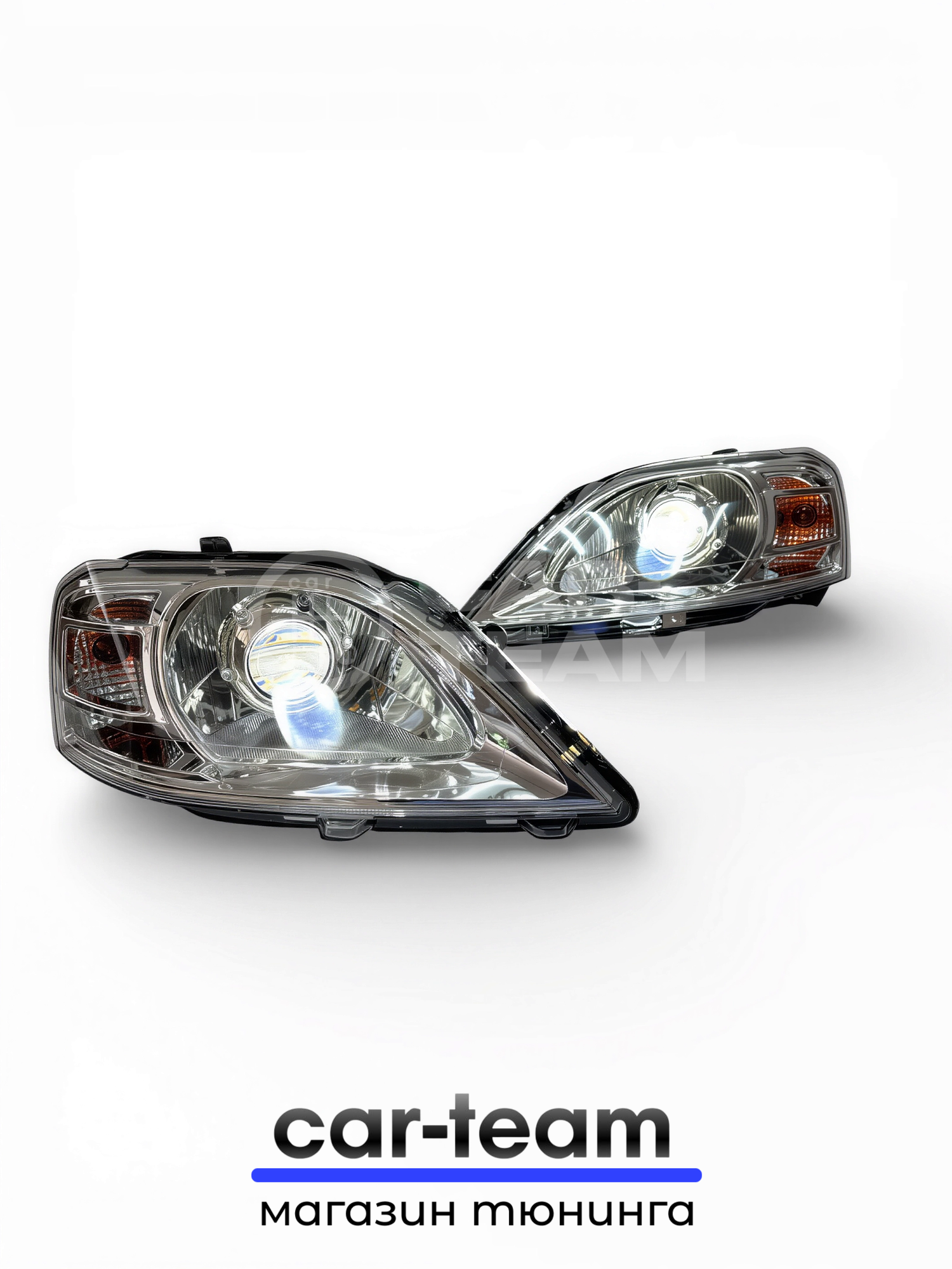 Фары на Лада Ларгус передние с Bi LED модулями 3.0 дюйма, хром маска (под ключ)