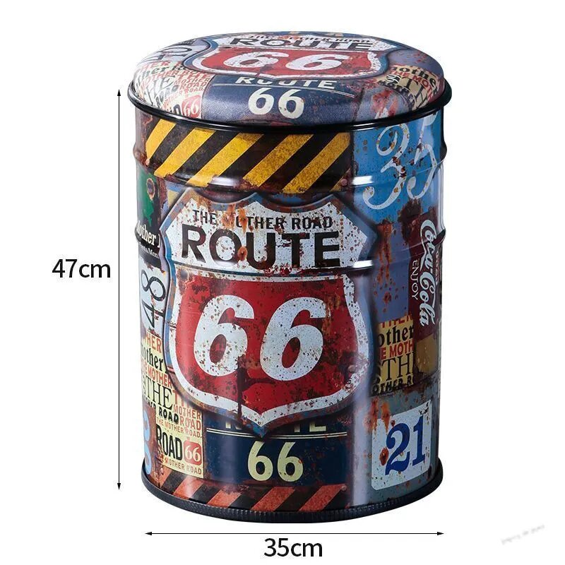 Табурет Route 66 в стиле ретро, круглый, для дома, из ABS пластика, коричневый, 1 шт, 47 см