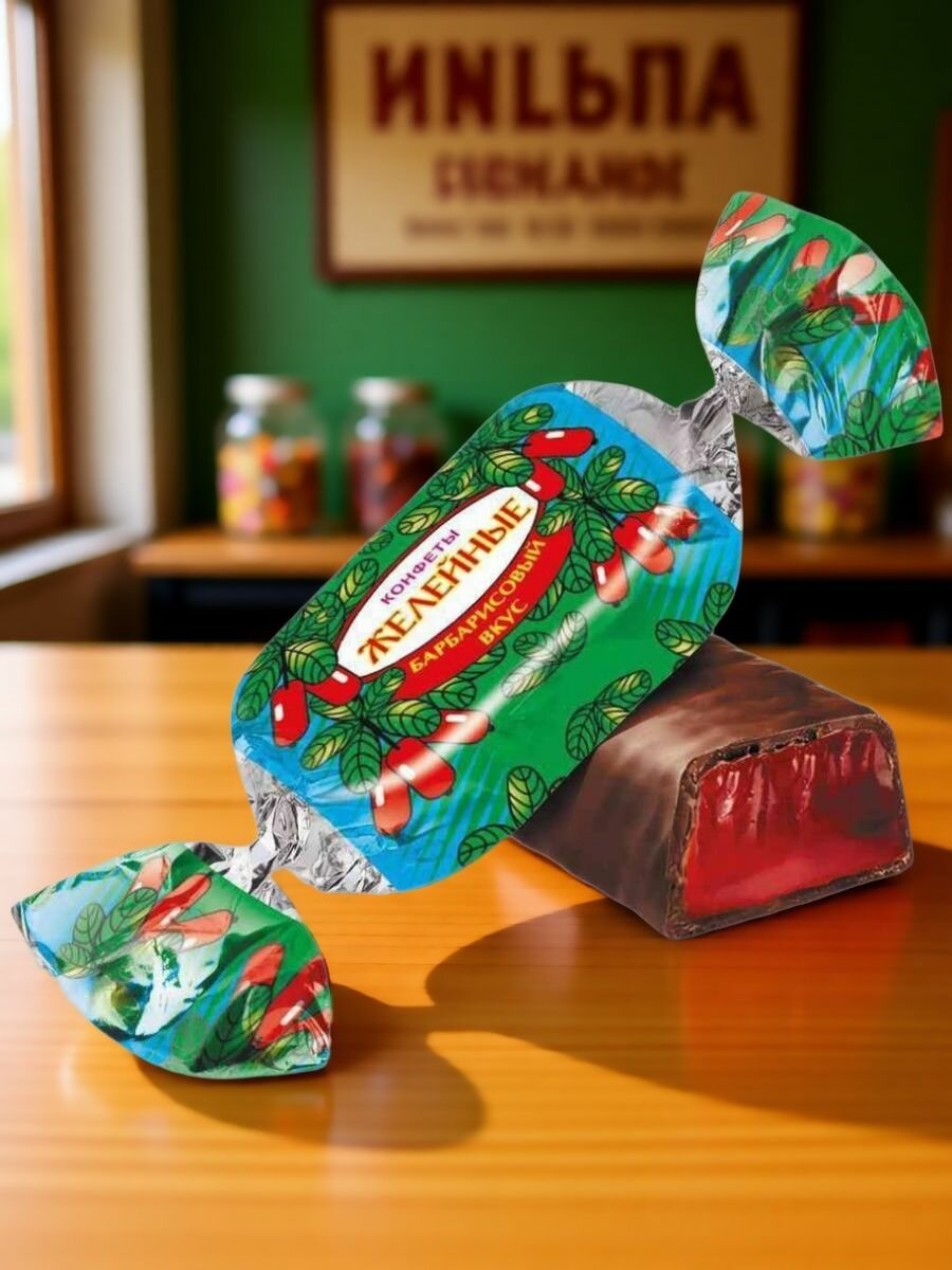 Желейные конфеты Красный Октябрь "Барбарис" со вкусом барбариса в темном шоколаде, 1 кг