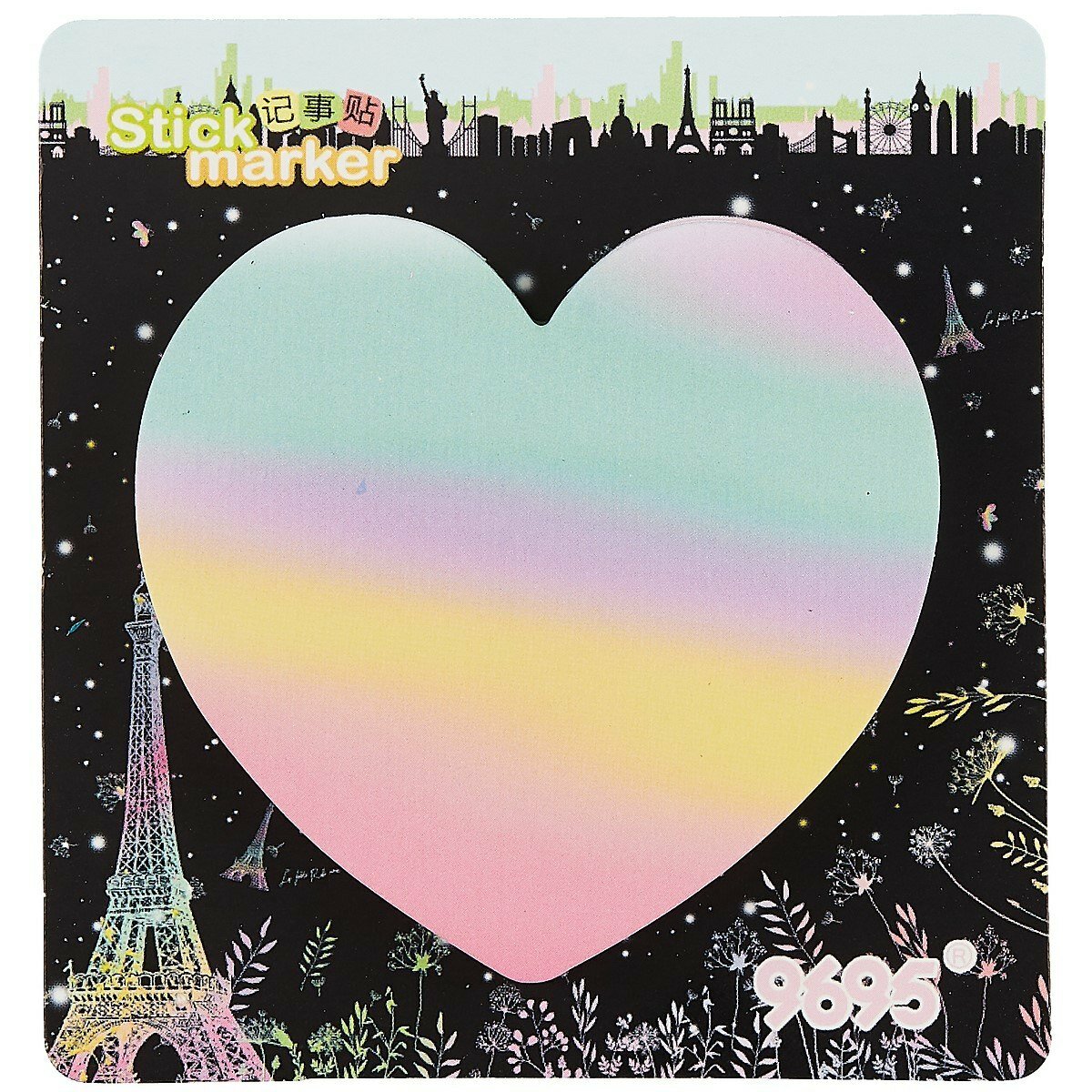 Блок бумаги самоклеяйщийся "Heart" 75л, фигурный, ассорти, инд. у. п