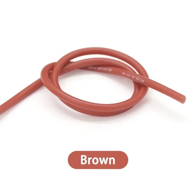 Термостойкий силиконовый кабель 1/5 м UL Silicone wire 24 AWG, Brown, 1m