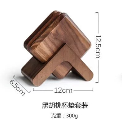 Круглый набор подставок из орехового дерева с подставкой, 6 штук для кофе и чая, натуральная деревянная кухонная