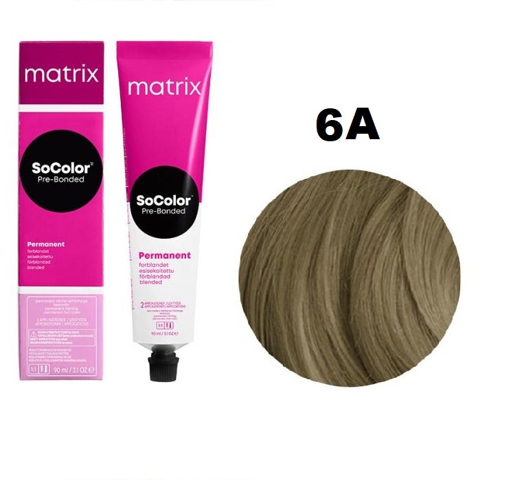 Matrix краска Socolor Pre-Bonded 6A темный блондин пепельный 90 мл Матрикс