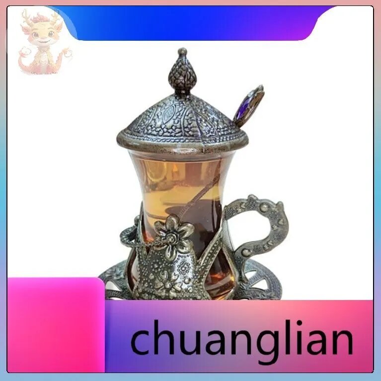 Чашка Chuanlian для чая, 120 мл, 1 шт, бронзовая отделка, стеклянная емкость, крышка-сахарница, стильный подарок