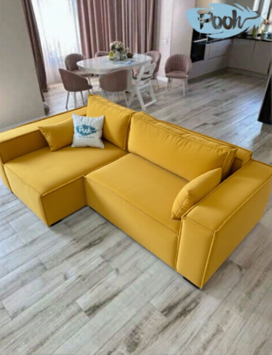 POOH Диван-кровать угловой Лофт(Норд) Мини velour Sunny, 252х156х88, механизм еврокнижка