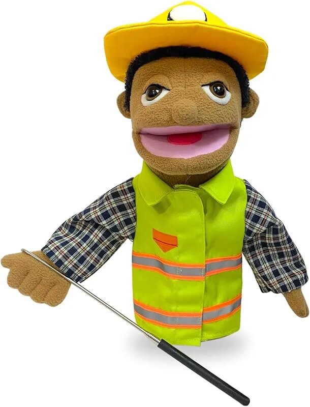 Ручная кукла Рабочий 50 см Мягкая игрушка с подвижным ртом для детей и взрослых