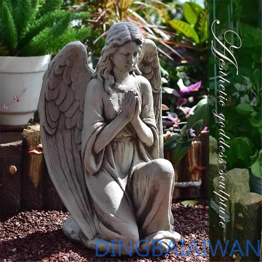 Садовая фигурка ангела на коленях, европейский стиль, для сада и дачи, из оксида магния