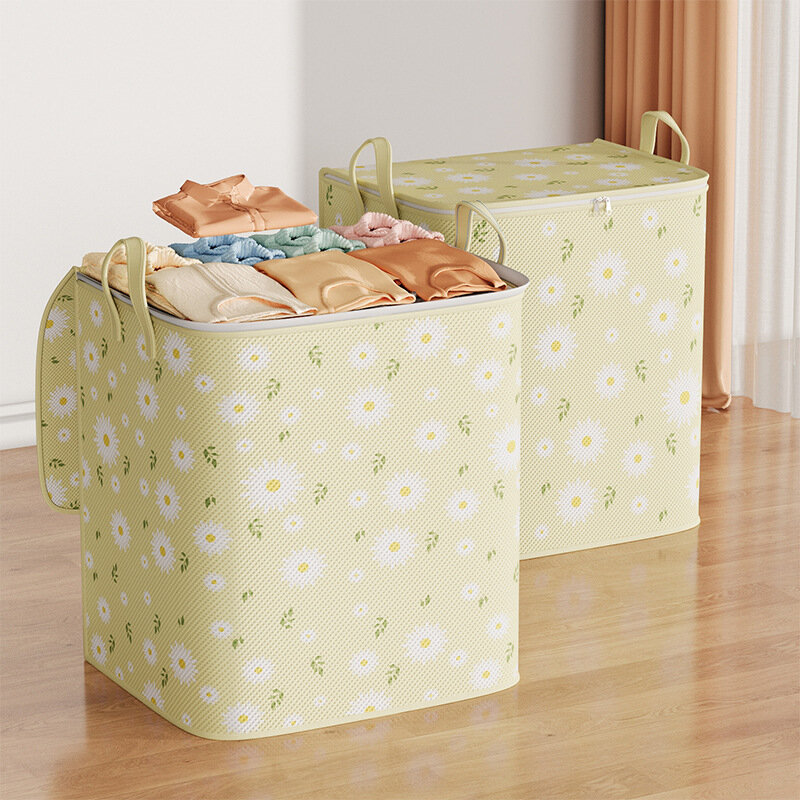 Мешок для хранения из нетканого материала, серый гофрированный тканевый мешок, органайзер для гардероба, принадлежности для хранения одежды и одеял.