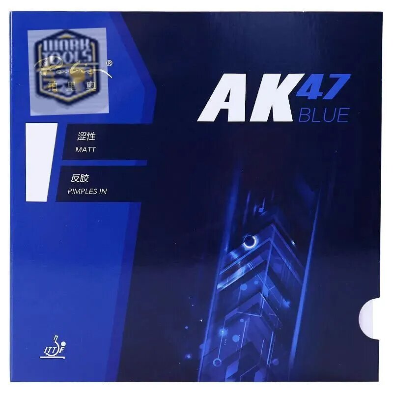 Накладка для ракетки PALIO AK47 Blue наступательный тип, 1 шт, черная, синяя, гладкая поверхность