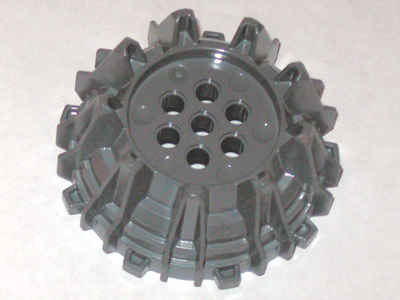 Wheel Hard Plastic with Small Cleats and Flanges, 64712 Dark Bluish Gray U