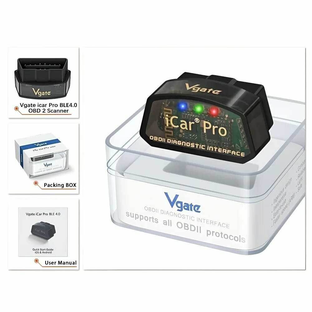 ICAR PRO BT для iOS/Android, Bluetooth 4.0 ElM 327 OBD II Автомобильный диагностический инструмент Сканер кодов неисправностей