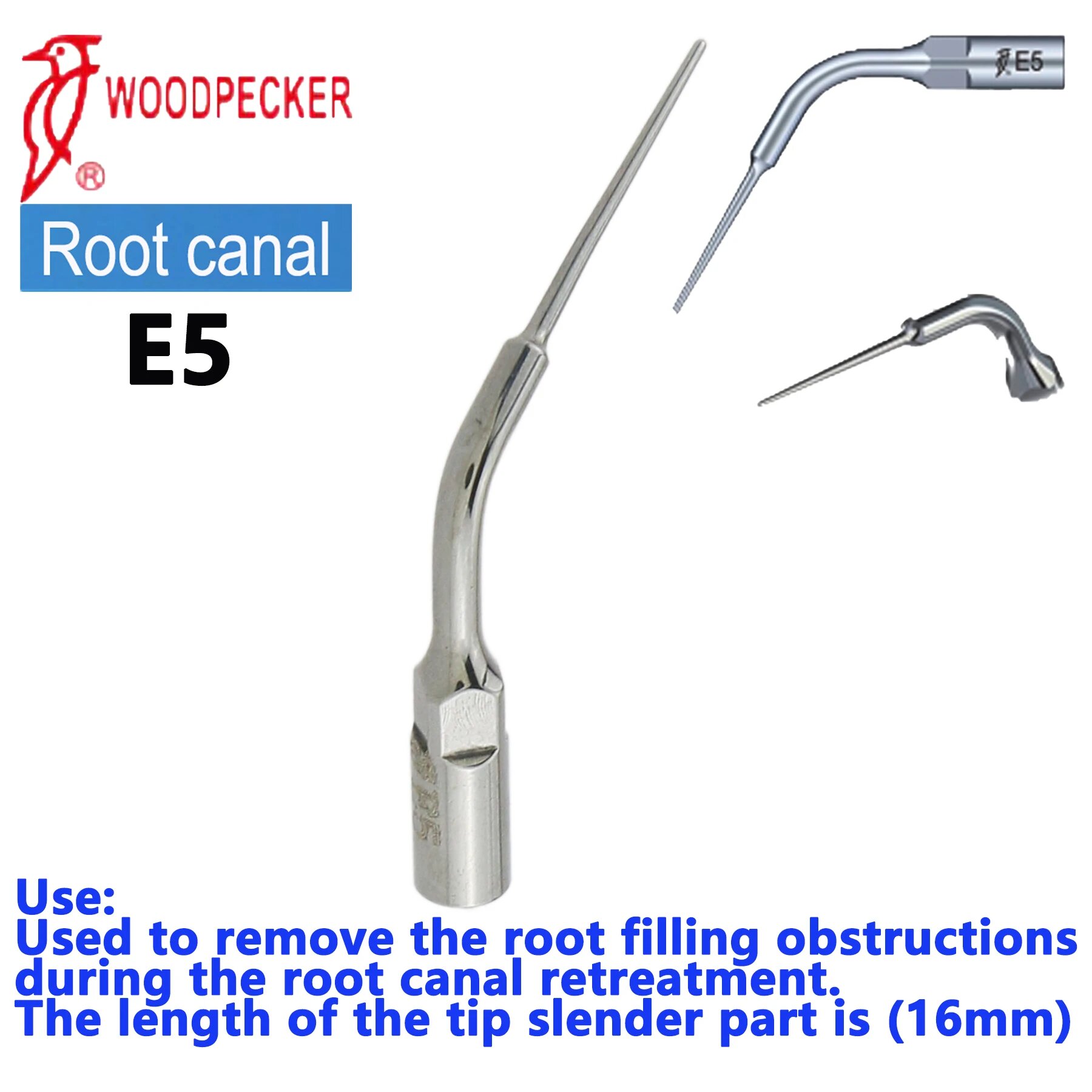 Насадка Woodpecker Root canal E5, Цвет: E5