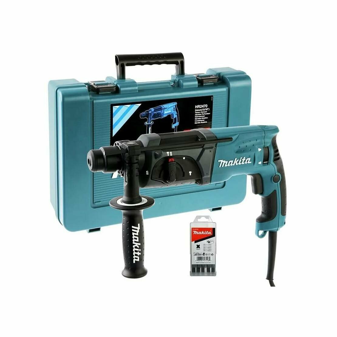 Перфоратор сетевой Makita HR2470X15, SDS-plus, 780 Вт, 2.7 Дж, 4500 уд/мин, 1100 об/мин, реверс, синий
