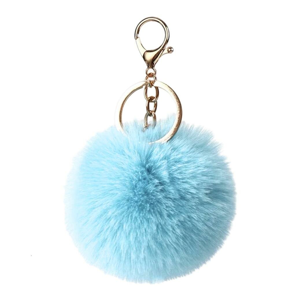 Плюшевый брелок-помпон в виде кролика, Небесно-голубой