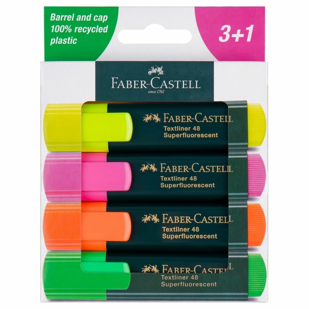 Набор текстовыделителей Faber-Castell "48" 4 цв, 1-5мм