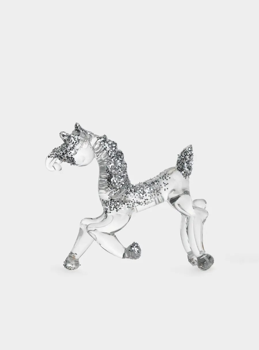 Статуэтка, 10х7 см, стекло, серебристая, Лошадка, Horse