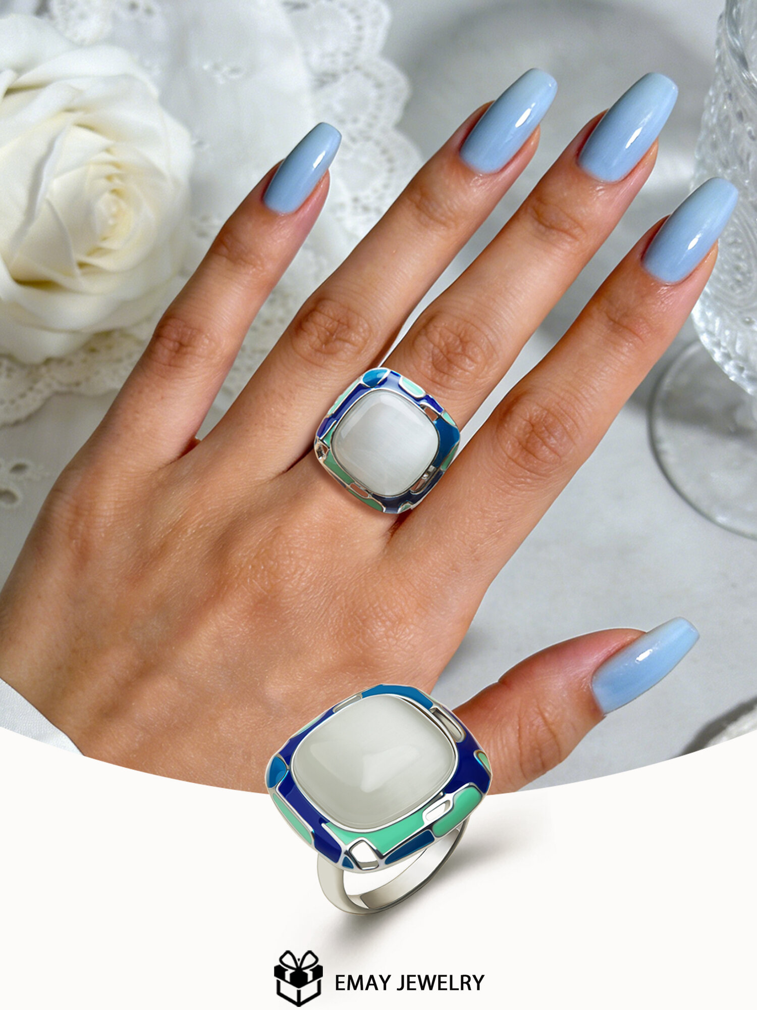 Кольцо, искусственный камень, кошачий глаз