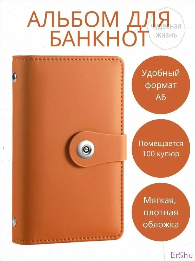 Альбом для банкнот и купюр, А6, для 100 банкнот, 50 листов, коричневый