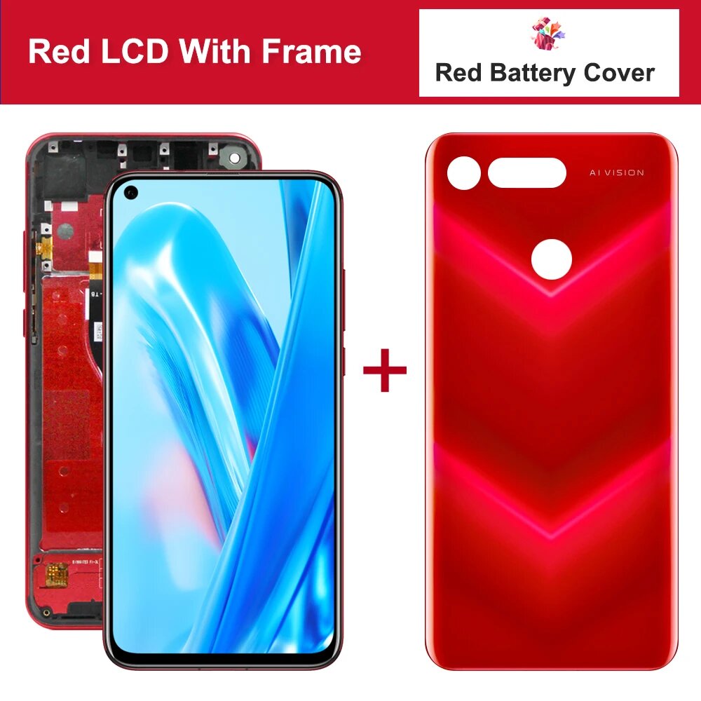 6,4-дюймовый AMOLED-дисплей для Honor View 20, ЖК-дисплей для Nova 4, дигитайзер Red With Frame