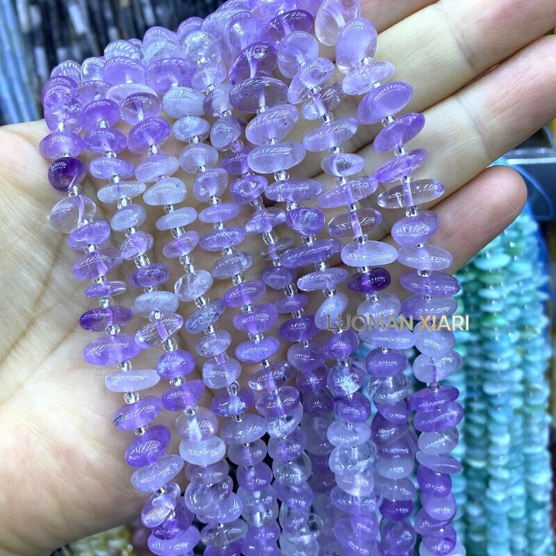 Натуральные бусины лабрадорит LUOMAN XIARI 8-12 мм 8-12mm 52-56pcs, lavender amethyst