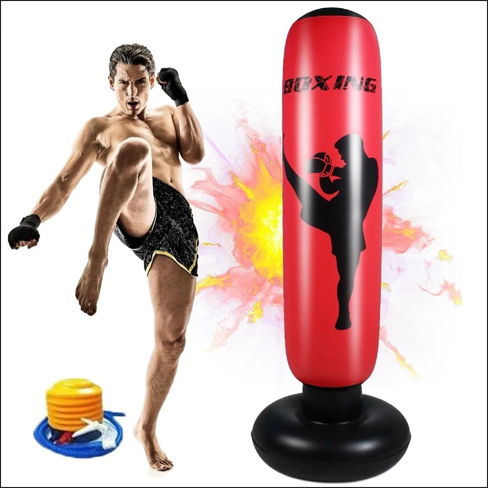 Боксерская груша надувная, 0.5 кг, для бокса и кикбоксинга, из ПВХ, красного цвета