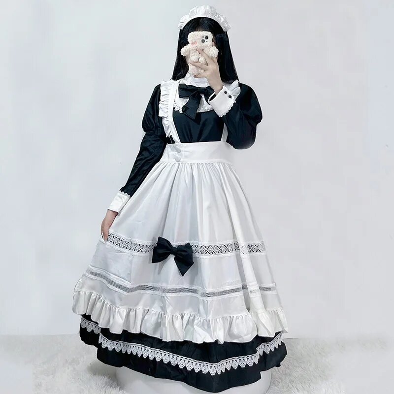 Костюм горничной Victoria черный полиэстер размер S-XL Черный, L, Long Dress B