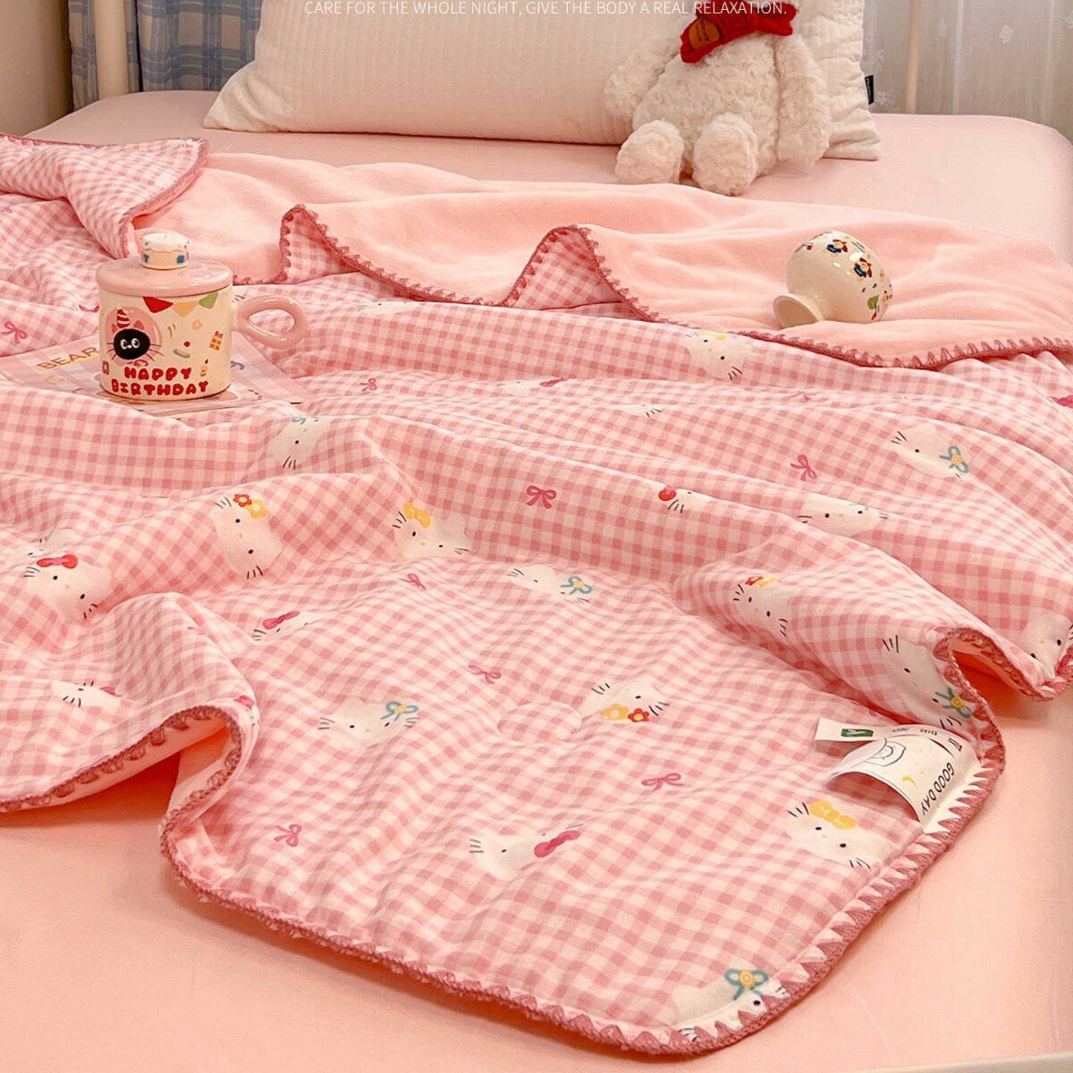 Покрывало из 100% хлопковой двухслойной марлевой ткани, утолщенное и мягкое, подходит для кондиционированных помещений, в качестве накидки для сна в офисе или покрывала для дивана.