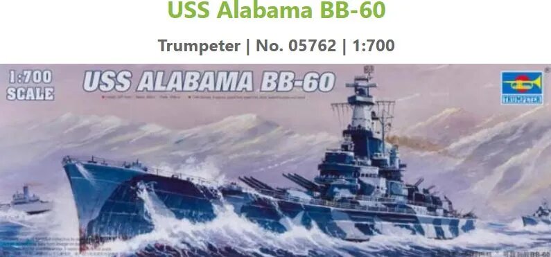 Trumpeter 05762 1/700 USS Alabama BB-60 Пластиковые модели кораблей.