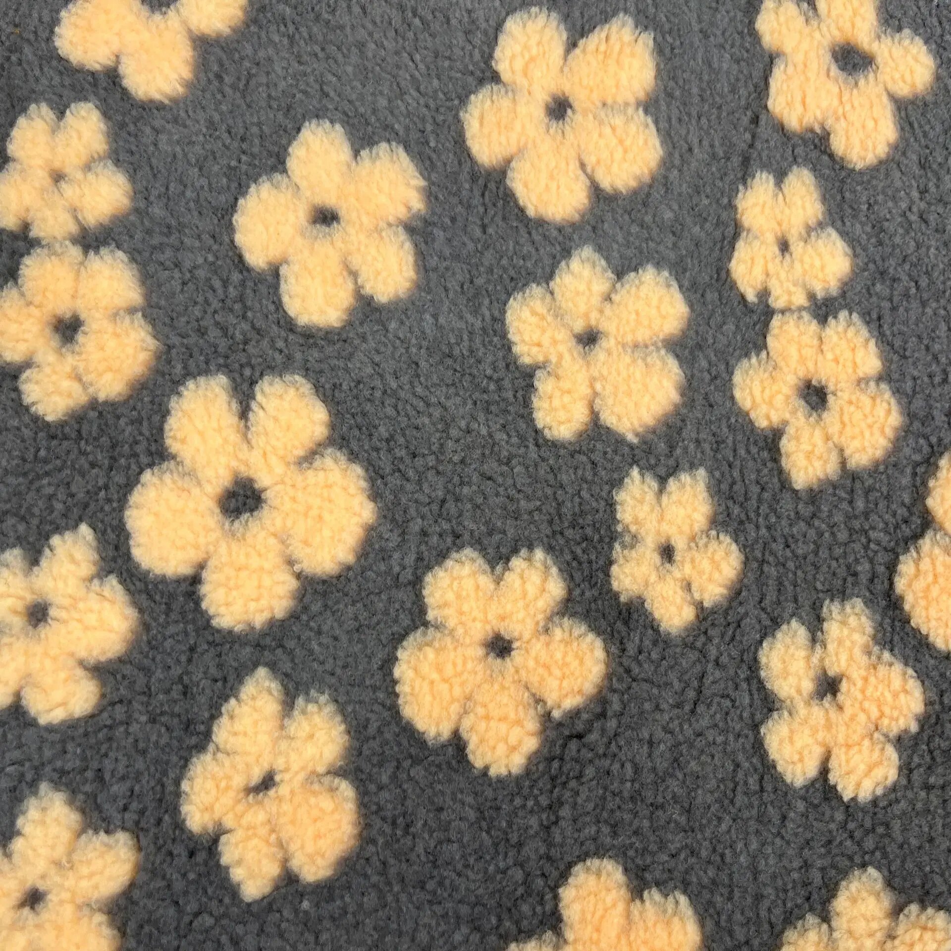 Plush Fabric Small Flowers Print 100% Polyester Half Meter Желтый, Yellow