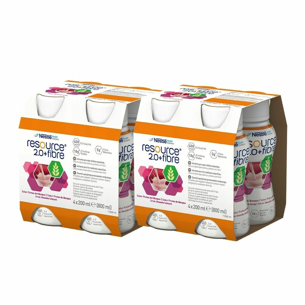 Cмесь Resource 2.0+Fibre Nestle(Ресурс 2.0 + Файбер Нестле) Вкус Лесных ягод - 8 шт. х 200мл.