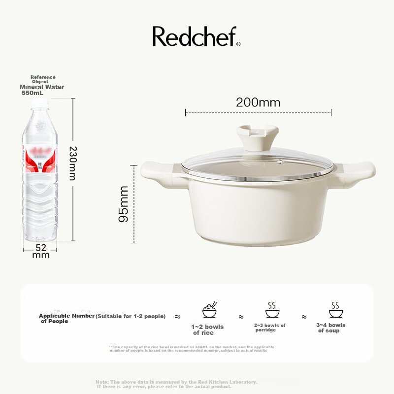 REDCHEF керамическая кастрюля 20 см с двойной ручкой для приготовления каш на индукционной и газовой плите