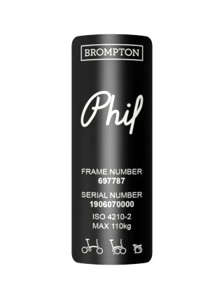 Наклейка на велосипед Brompton Phil black, черная