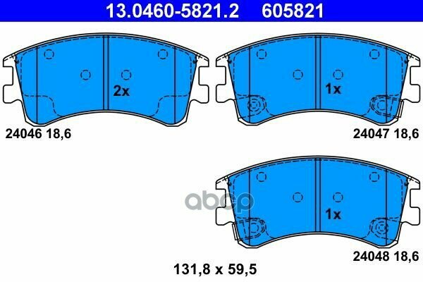 Колодки тормозные дисковые передн, MAZDA: 6 2.0/2.0 DI/2.3 02-07, 6 Hatchback 2. Ate арт. 13.04605821.2