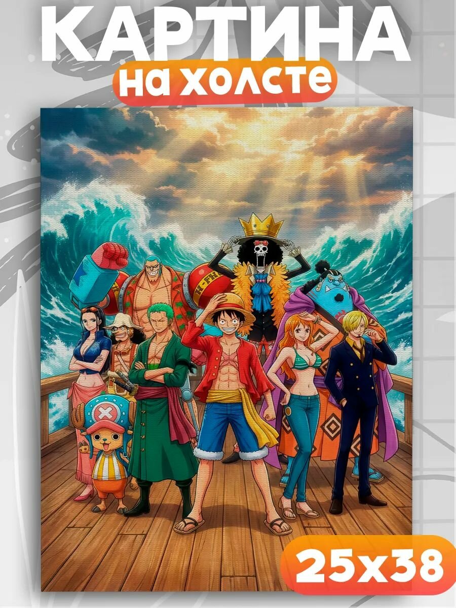 Картина на стену Ван пис One piece, на подрамнике, 1шт, 38х25 размер.