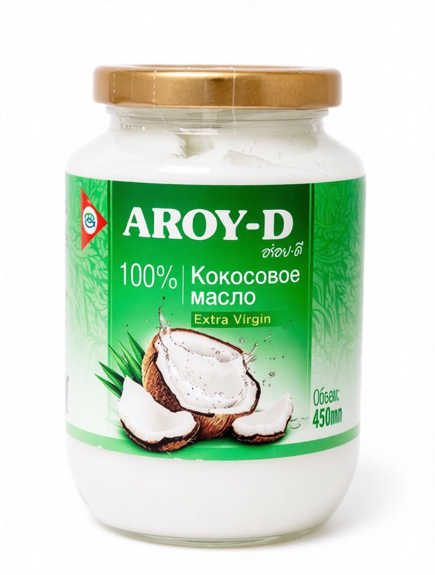 Масло кокосовое нерафинированное, Aroy-D, extra virgin, стекло, 450 мл