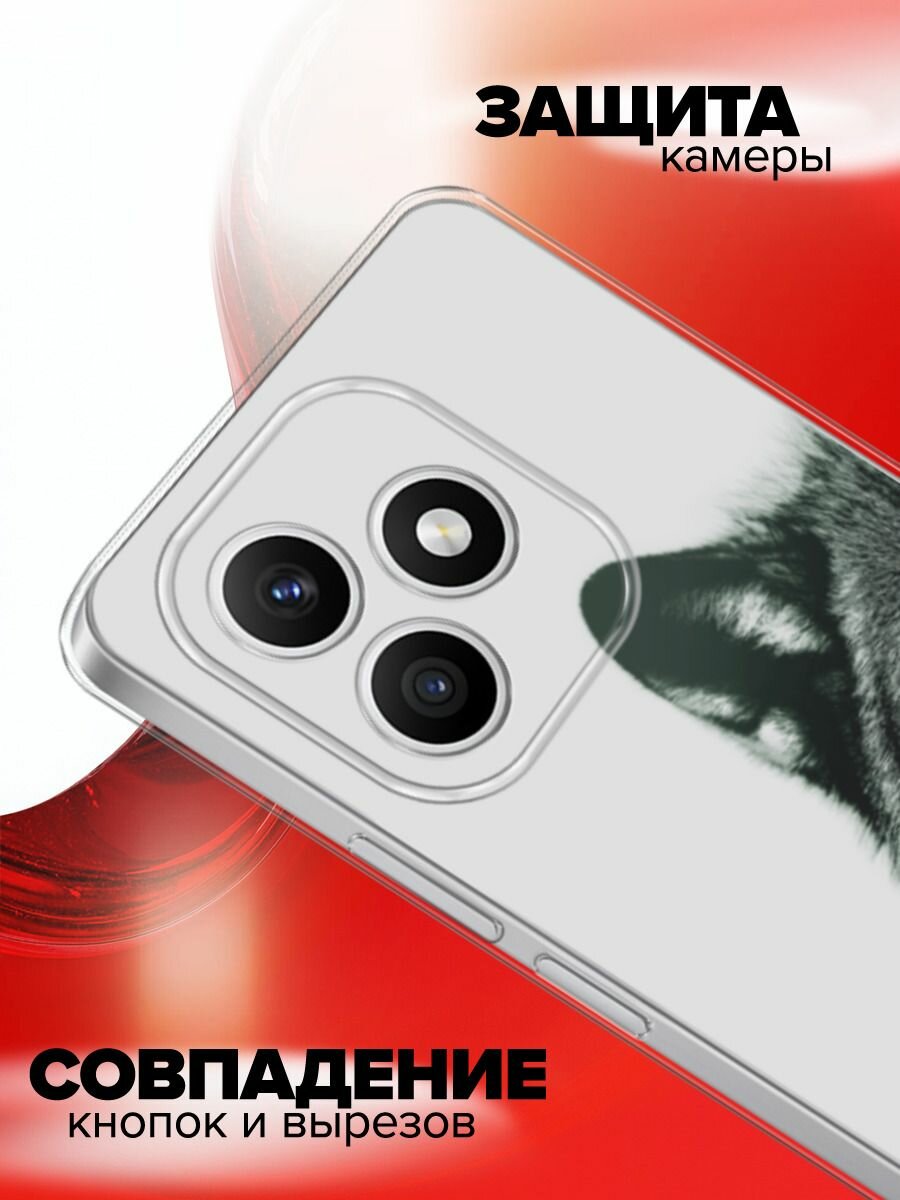 Силиконовый чехол на Honor X8d / Хонор X8d с принтом Взгляд волка — фото 1