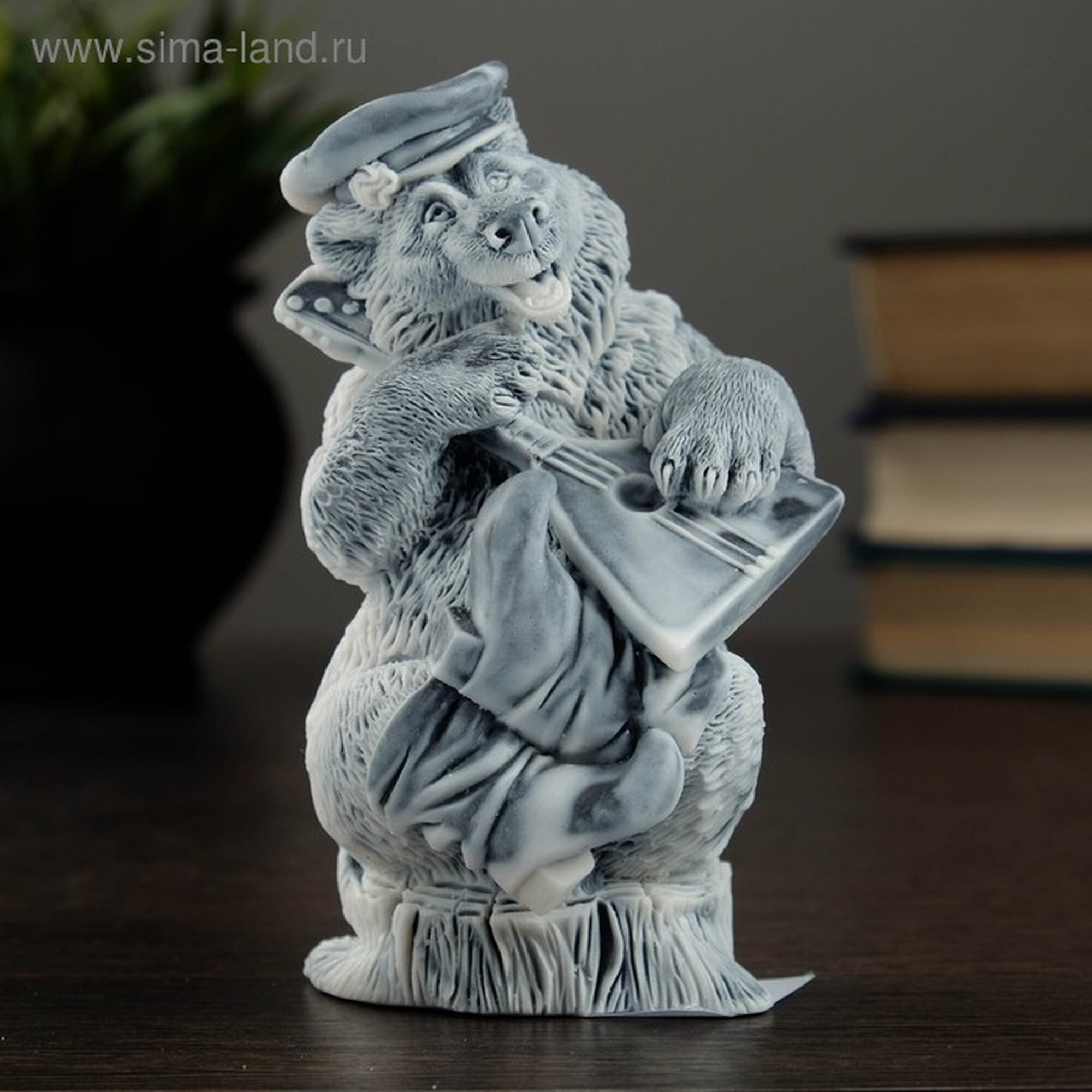 Сувенир "Медведь с балалайкой", мраморная крошка, серый, 12 см