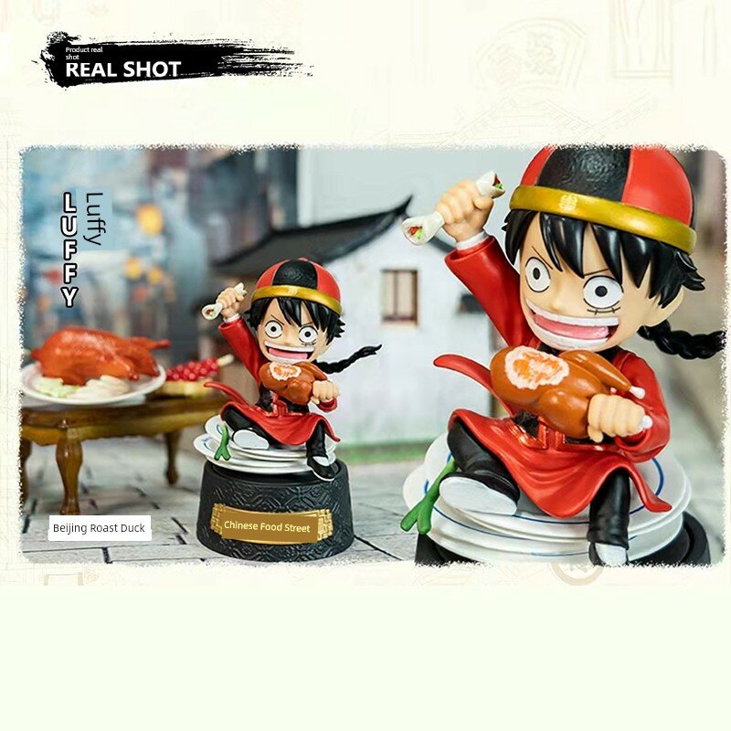 Bandai One Piece Chinese Food Street Blind Box Figure Luffy Collectible Figurine 10cm Height