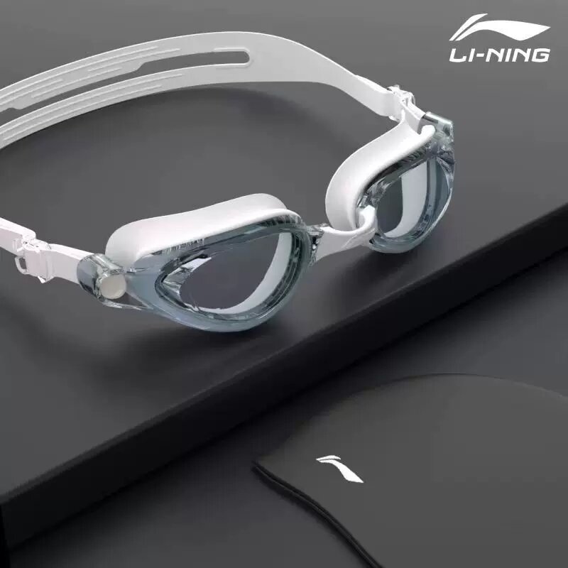 Li-Ning 230 Модель Анти-Туманная Очки для Плавания с Небесно-Синим Цветом и Черной Силиконовой Страной, 500 Диоптрий,