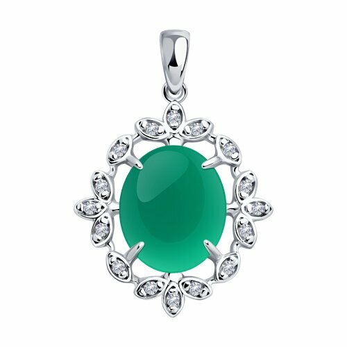 Подвеска, серебро, 925 проба, родирование, фианит, агат