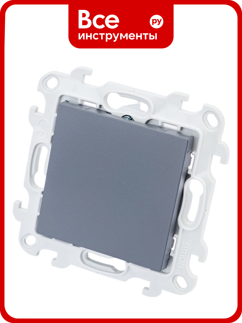 Заглушка Simon 2400800-038 графитовая, встраиваемая, поликарбонат, серия Simon 24, защитные шторки, стильный серый цвет,